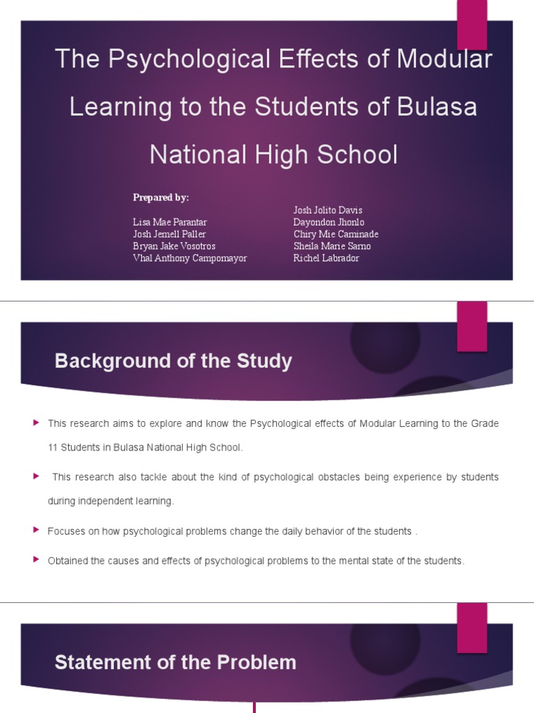 4 The Psychological Effects of Modular Learning To The - 110640 | PDF ...