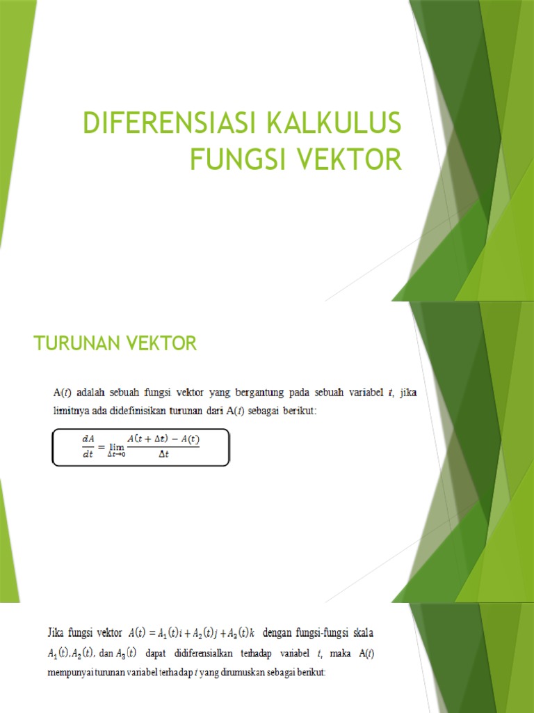 DIFERENSIASI KALKULUS FUNGSI VEKTOR - PPTX Gradien Divergensi Curl | PDF | Metode & Bahan Ajar