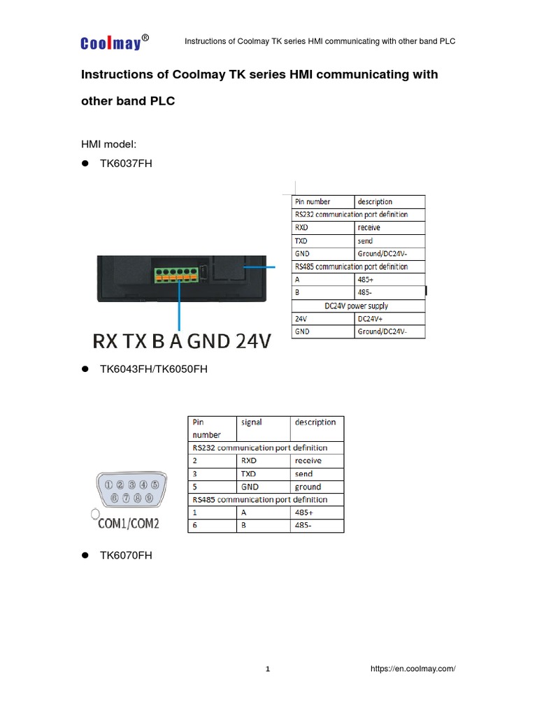 Instructions of Coolmay TK Series HMI Communicating With Other Brand PLC | PDF | Information And ...