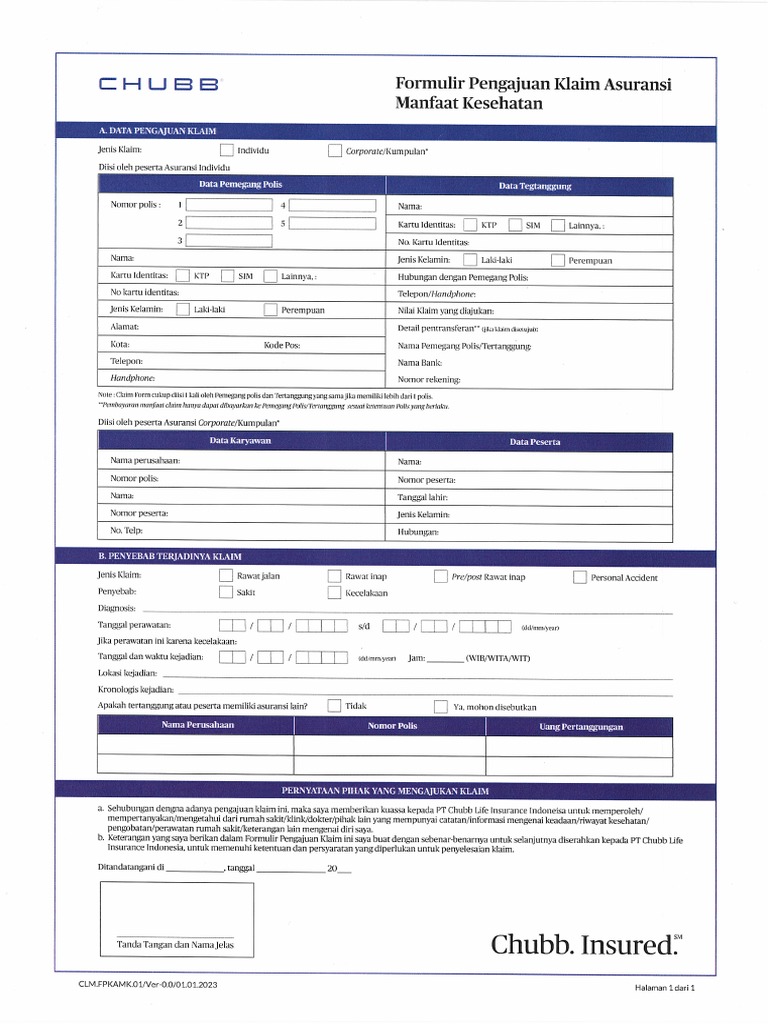 formulir-klaim-kesehatan-032123 | PDF