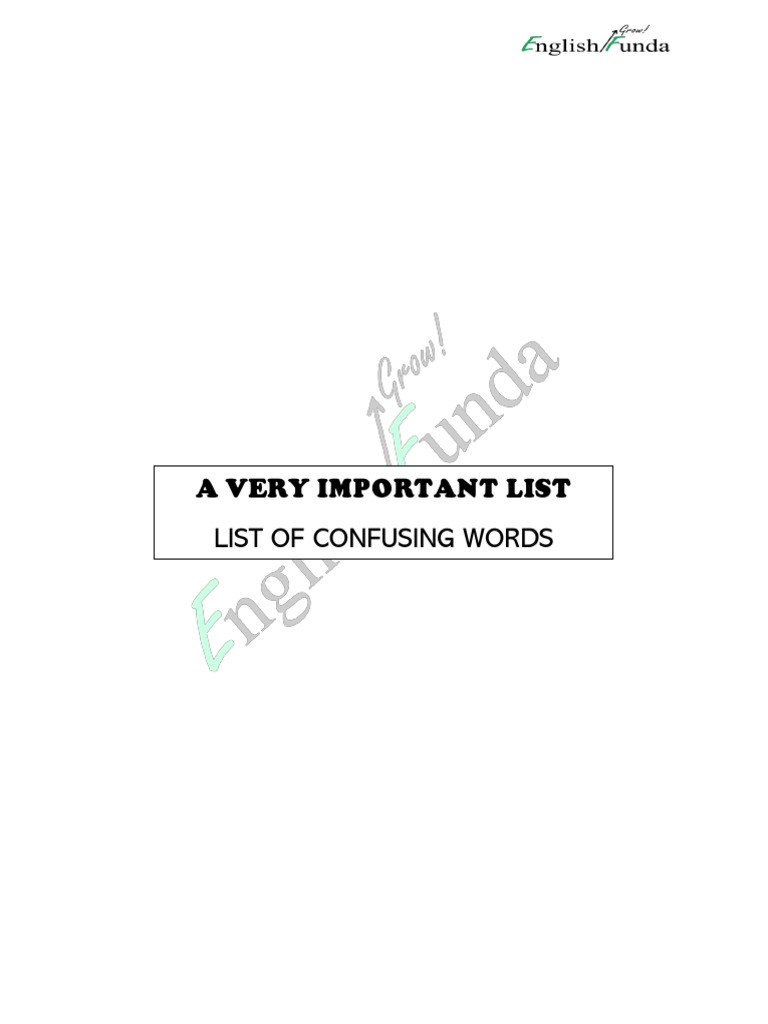 Long List of Confusing Words 722b1da4 180b 43dd b32d Ea363e9b0671 | PDF ...