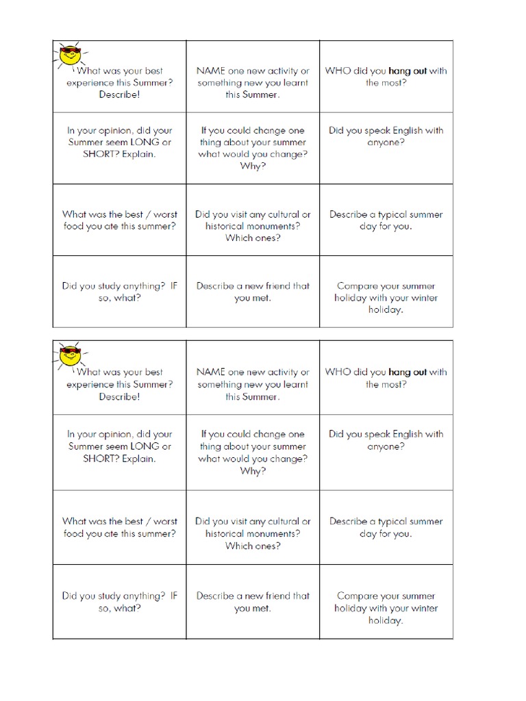 Super Questions About Summer For Teens | PDF