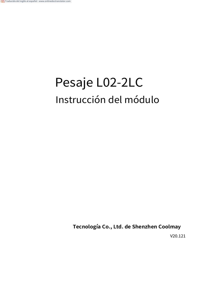 L02-2LC Weighing Module Instruction - En.es | PDF