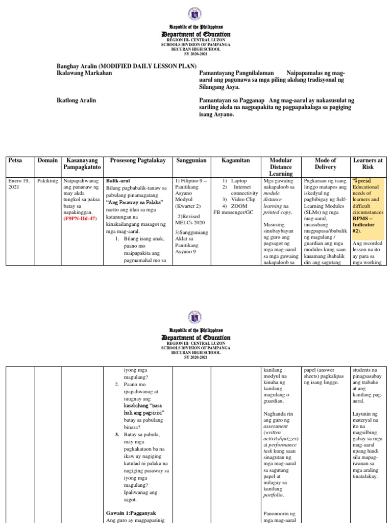 MDLP - Ang Hatol NG Kuneho COT 1 | PDF