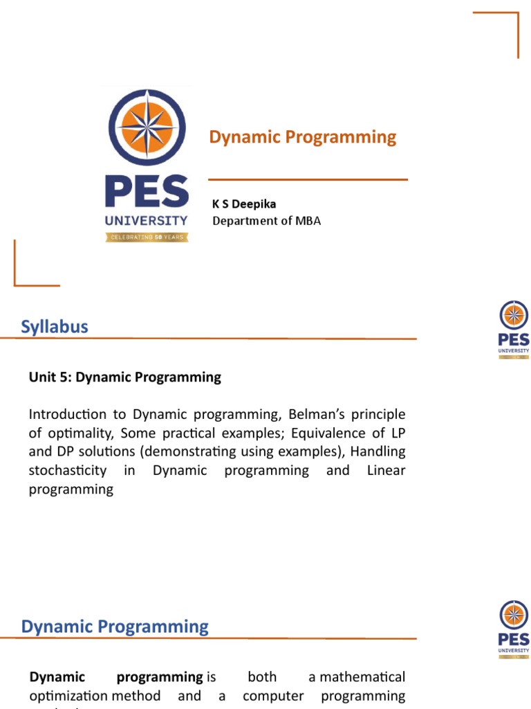DD Unit 5. Slides | PDF | Dynamic Programming | Mathematical Optimization