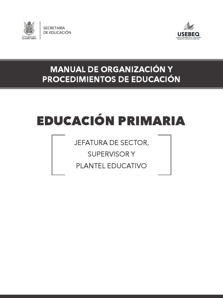 Manual de Organizacion y Procedimiento de Educ. Primaria PDF | PDF