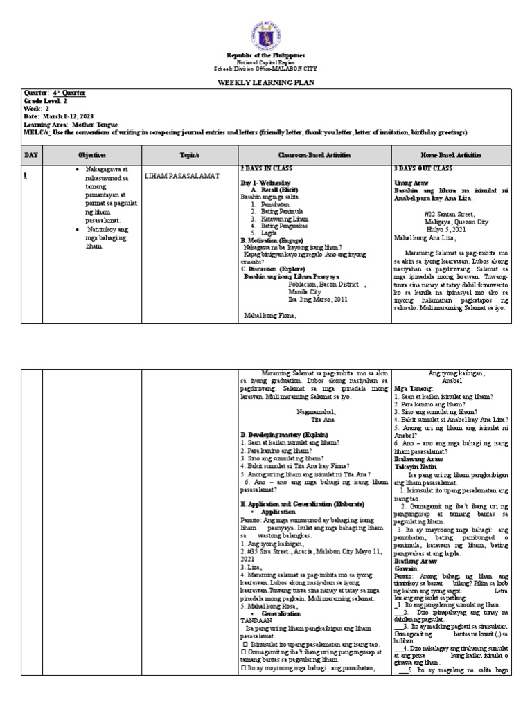 Q4-Whlp-Mtb-Week 2 | PDF