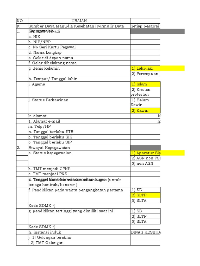 Data Individu Pegawai | PDF