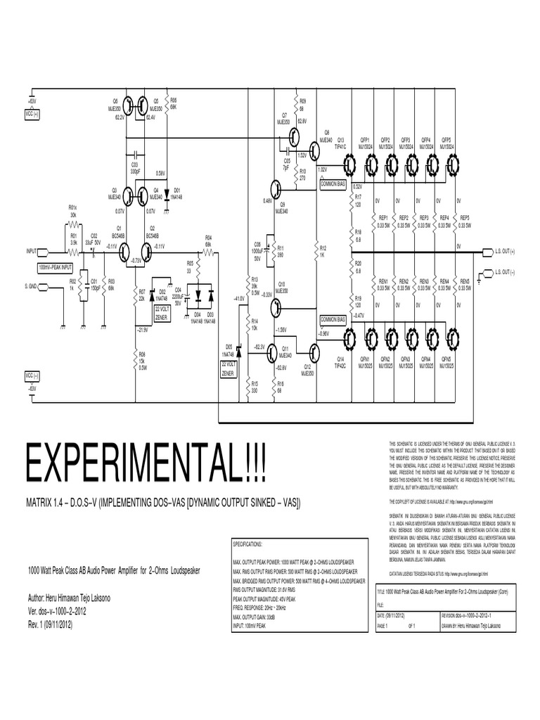 Matrix - 1000w 2 Ohms Audio Power Amp - Dos V 1000 2 2012 Rev 1 | PDF ...
