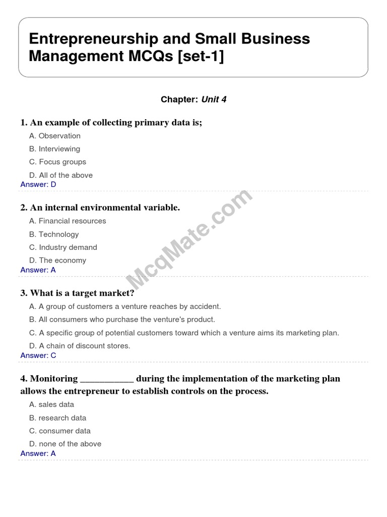 Entrepreneurship and Small Business Management | PDF