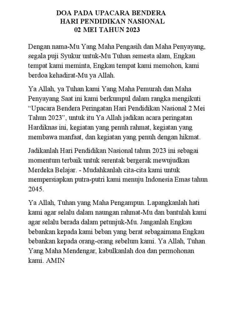 Contoh Doa Pada Upacara Bendera | PDF