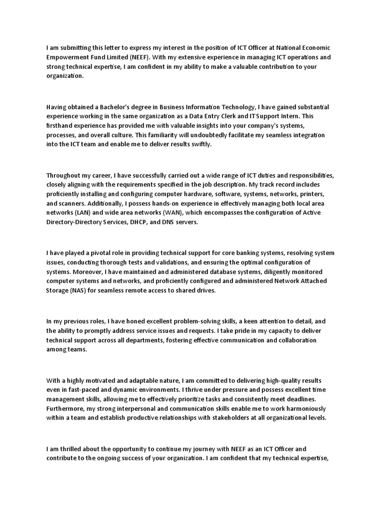 I Am Submitting This Letter To Express My Interest in The Position of ...