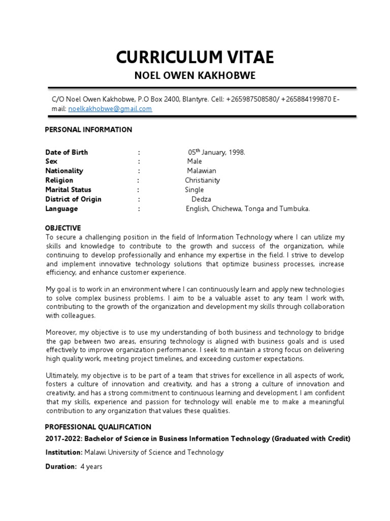 CV - Noel Kakhobwe New April 2023 PDF | PDF | Computer Security | Security