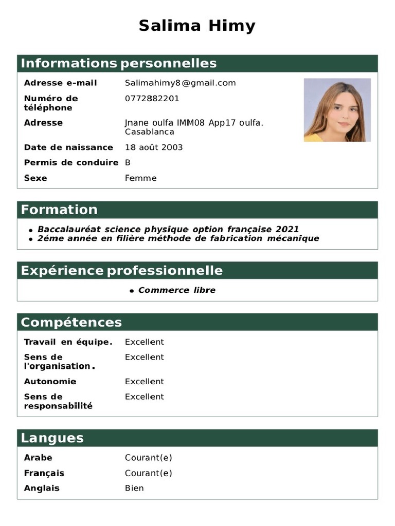 CV Salima Himy PDF | PDF