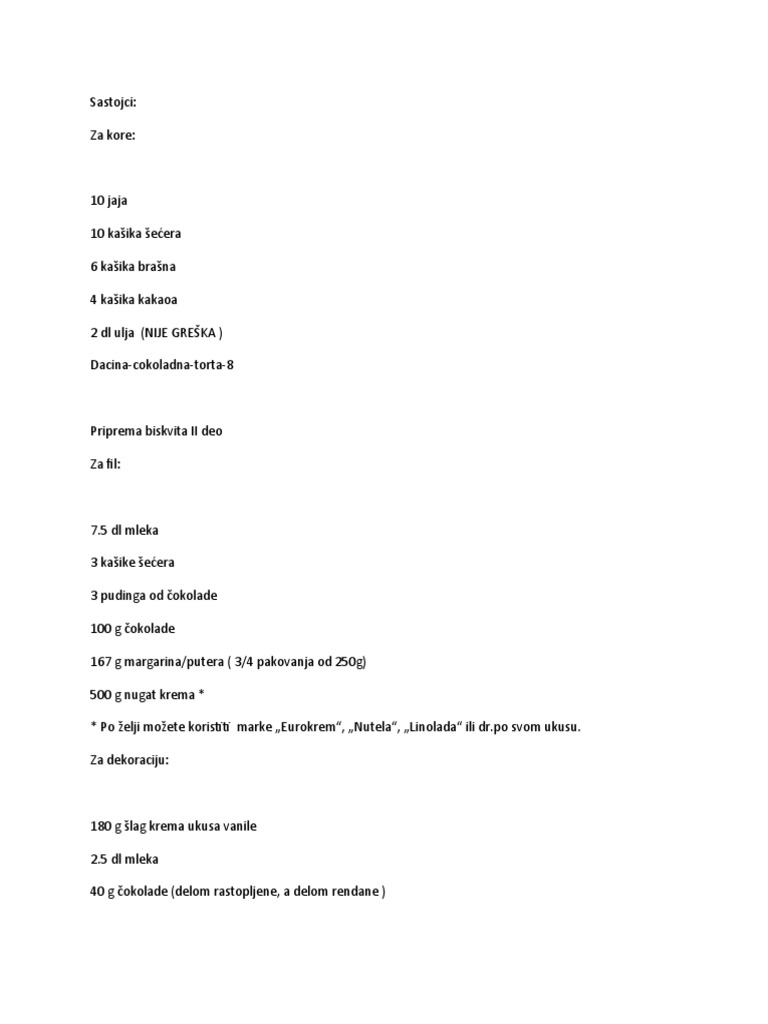 Dacina Coko Torta | PDF