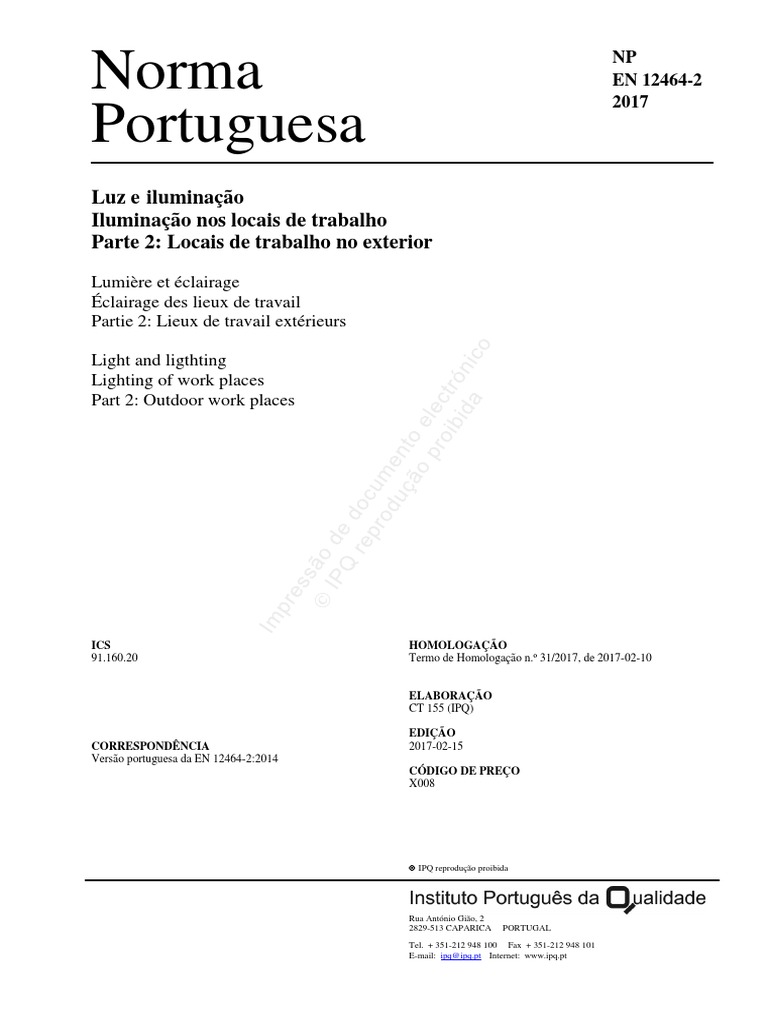 17-02-15 NP en 12464-2 | PDF | Cor | Sistema visual