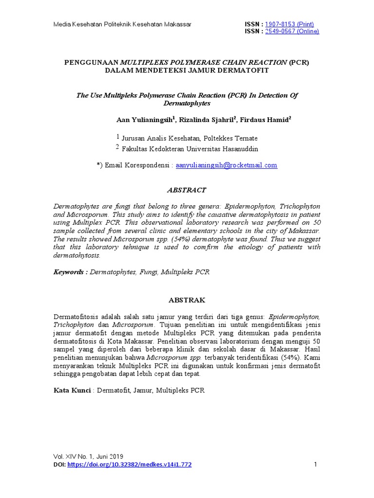 Deteksi Jamur Dermatofit dengan PCR | PDF