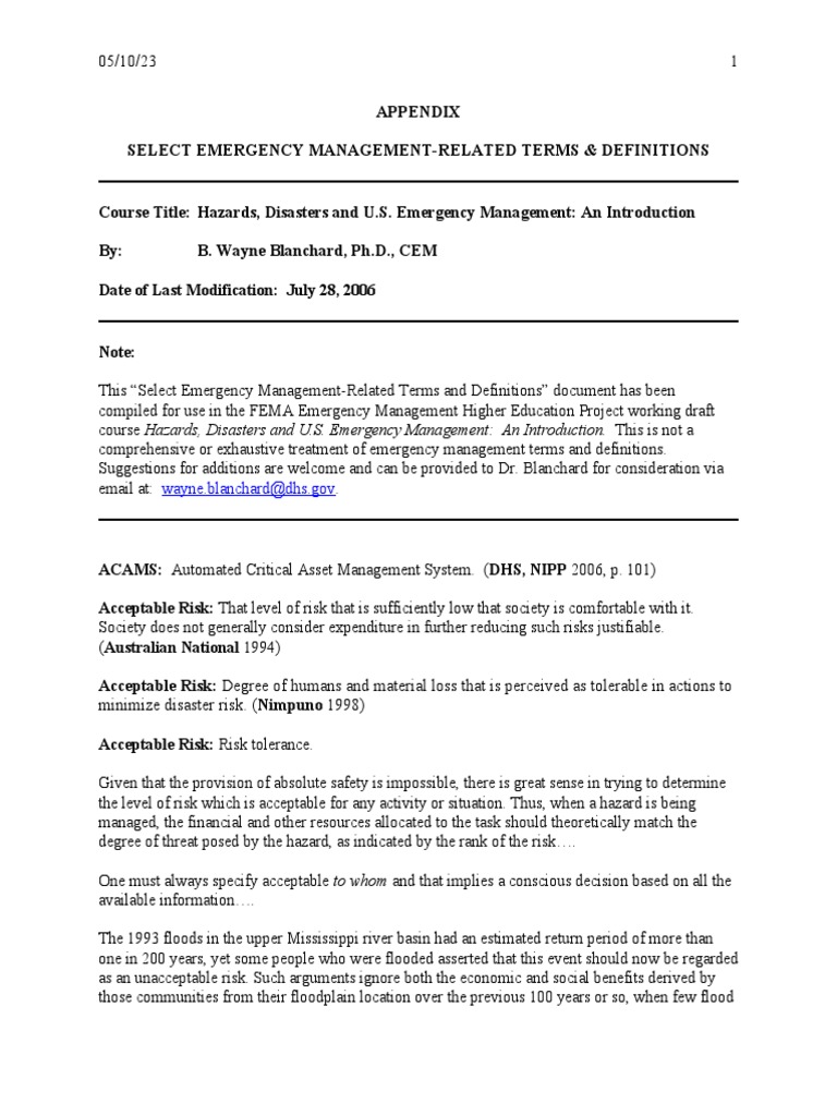 Emergency Management Terms Guide | PDF | Emergency Management ...