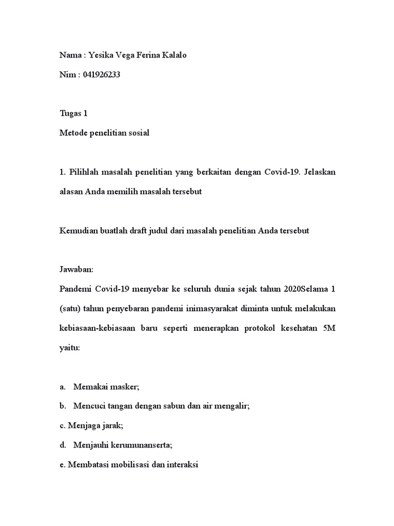 Tugas 1 Metode Penelitian Sosial | PDF Tugas 1 Metode Penelitian Sosial | PDF