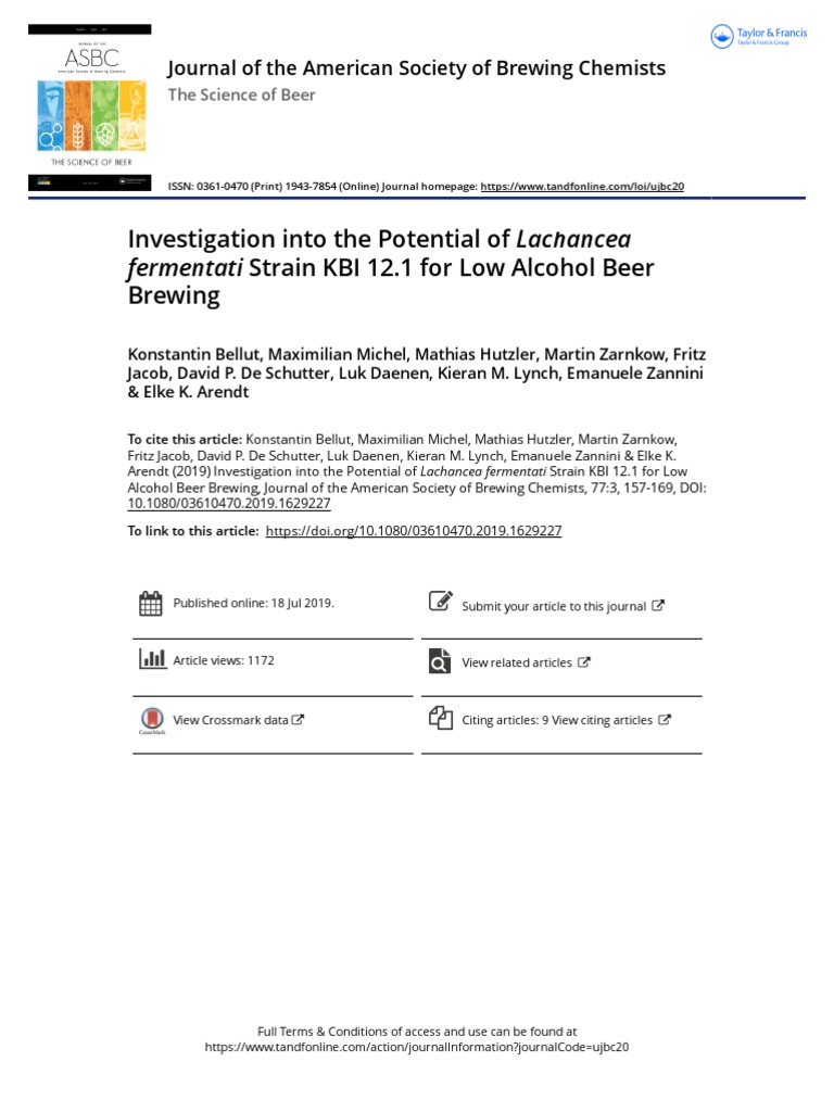 Investigation Into The Potential of Lachancea Strain KBI 12.1 For Low ...