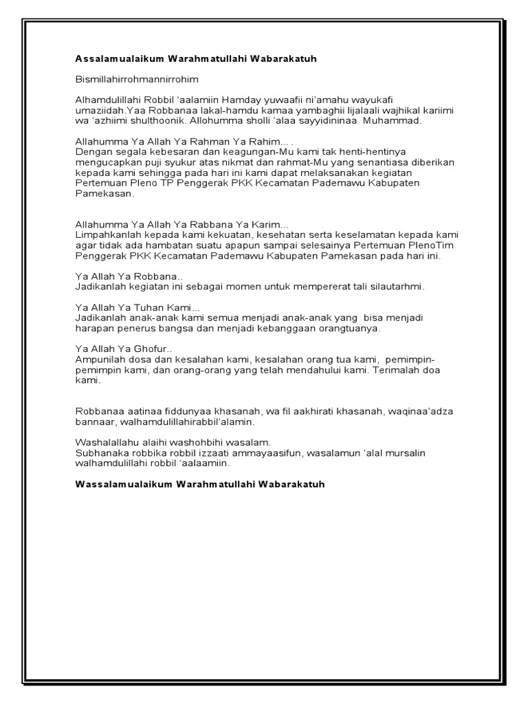 Doa PKK | PDF | Pengembangan Diri