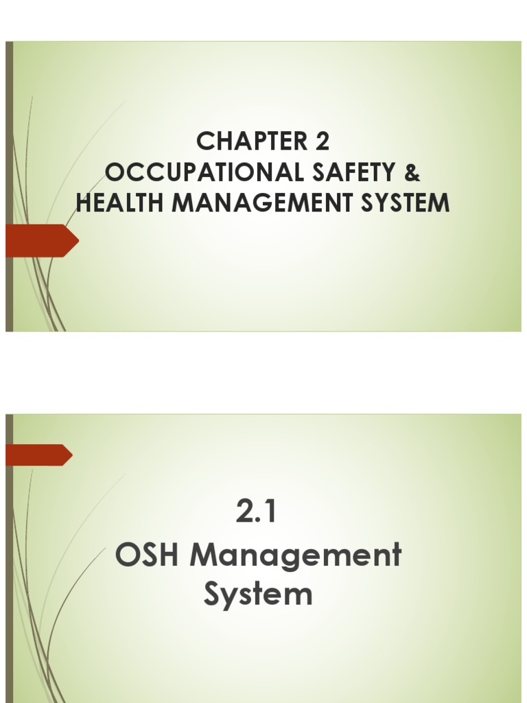 Eee150 Chapter 2 - Occupational Safety - Health Management System PDF ...