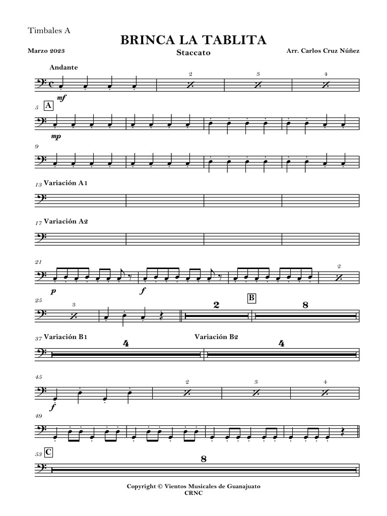 BRINCA LA TABLITA - Timbales A | PDF