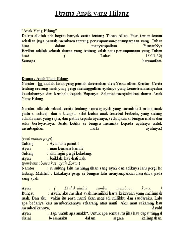 Drama Anak Yang Hilang | PDF