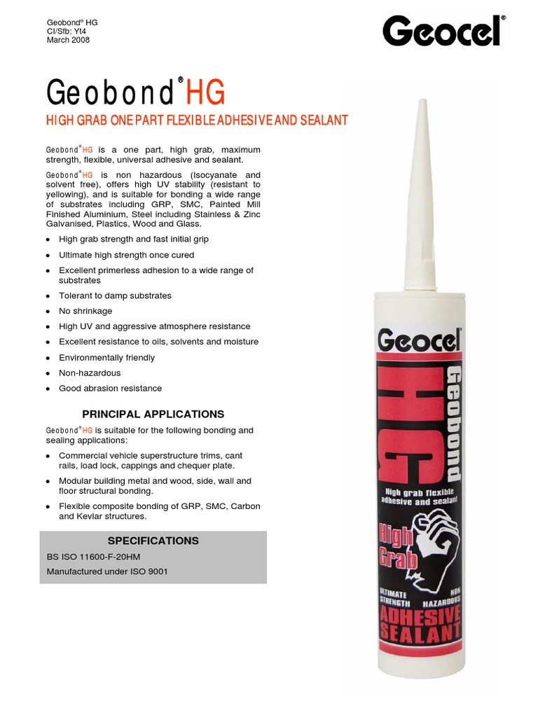 Geobond HG Data 3.2008 PDF | PDF | Adhesive | Secondary Sector Of The Economy