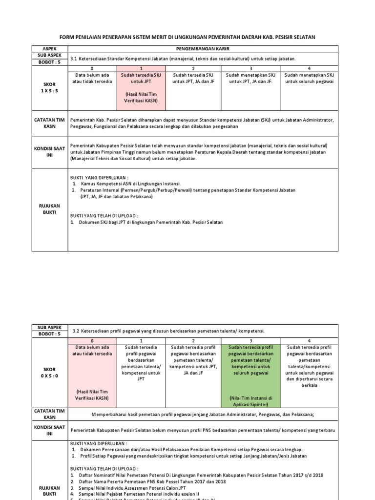 Form Pokja Pengembangan Karir | PDF