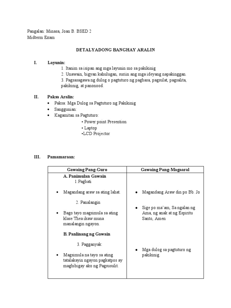 Banghay Aralin | PDF