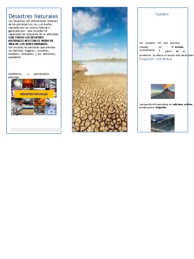 Triptico Desastres Naturales | PDF | Desastres naturales | Temblores