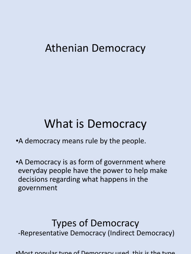 Athenian and Indirect Democracy Explained | PDF | Classical ...