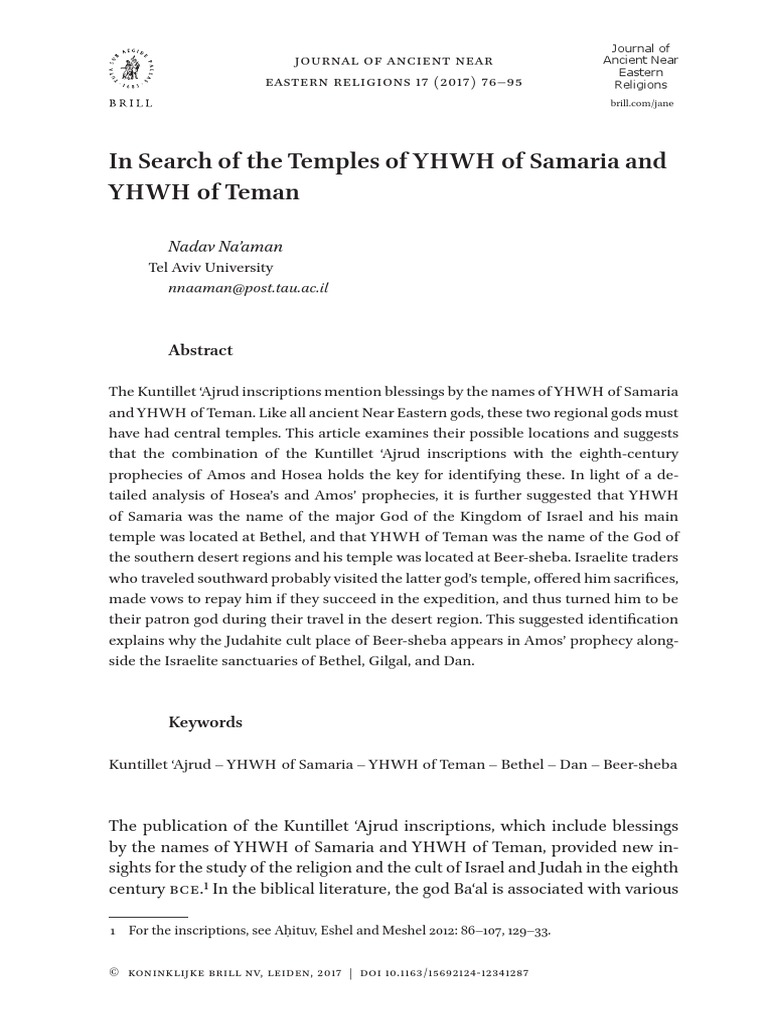 In Search of The Temples of YHWH of Sama | PDF | Book Of Genesis | Samaria