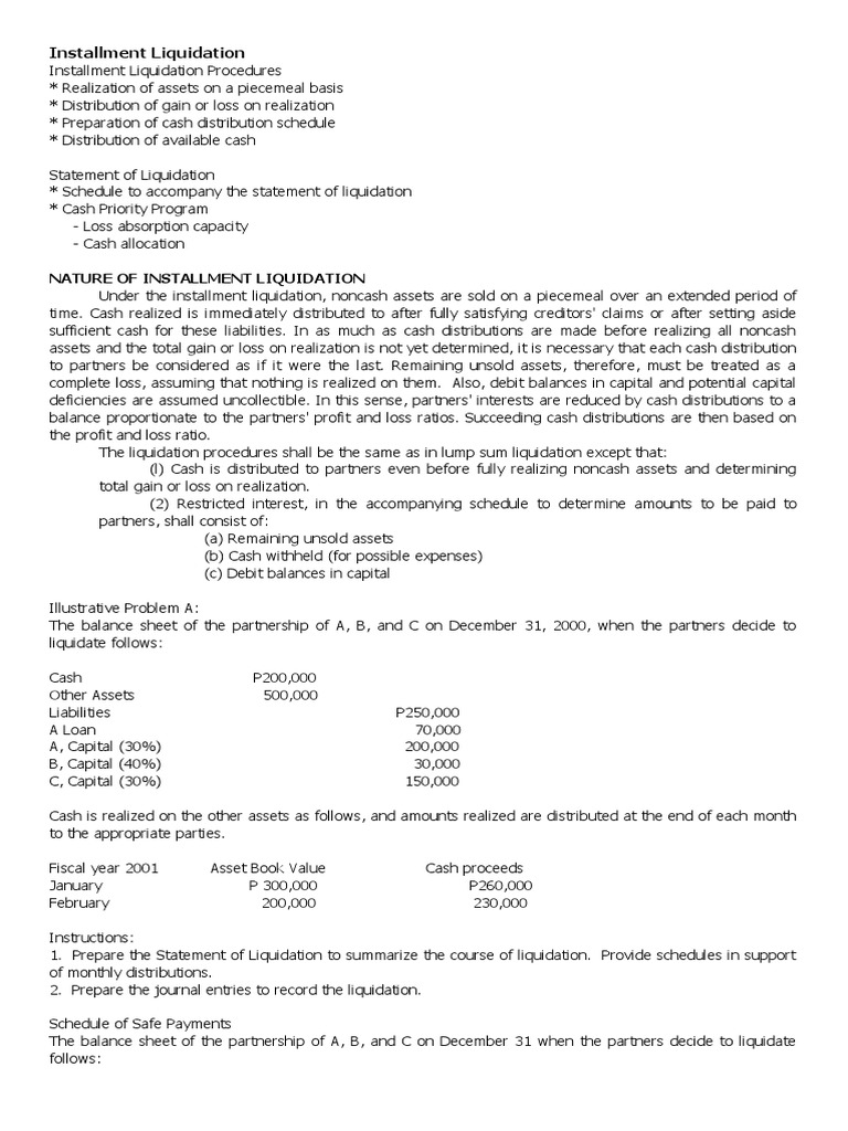 Installment Liquidation | PDF | Interest | Book Value