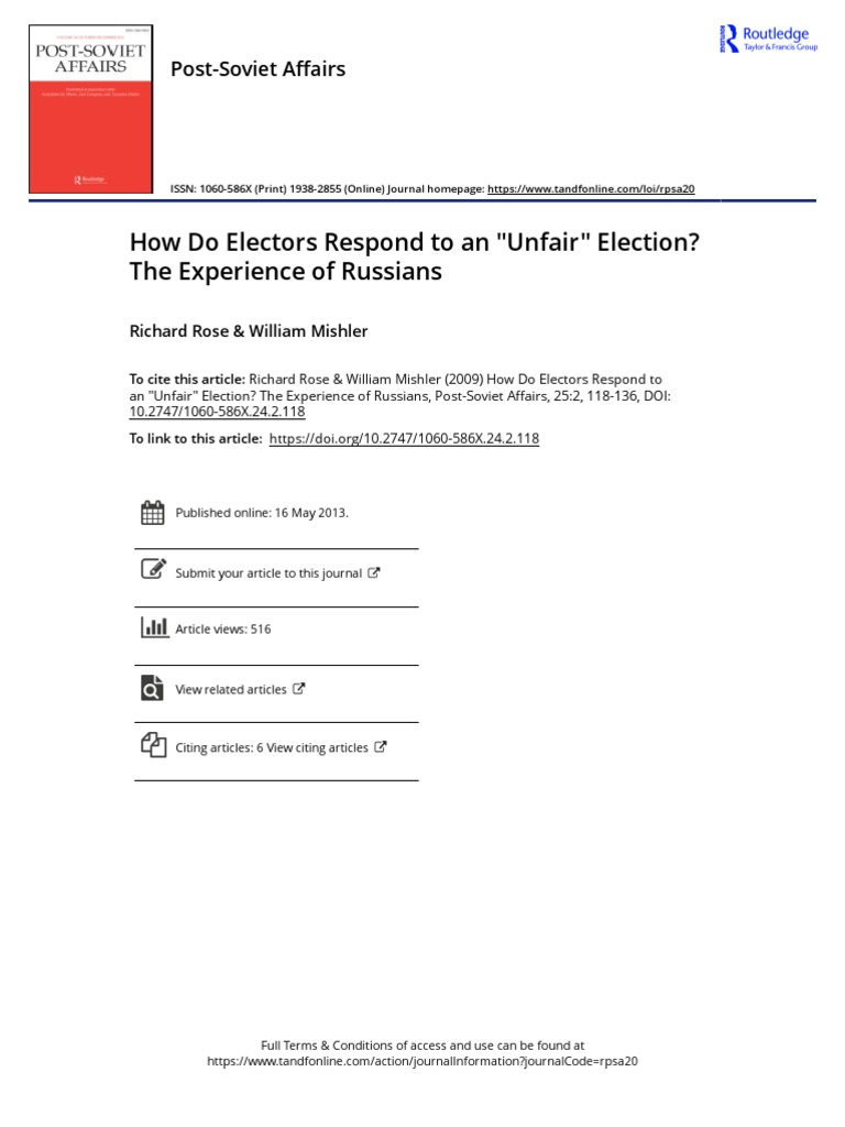 3) Rose and Mishler (2009) - How do electors respond to an "unfair ...