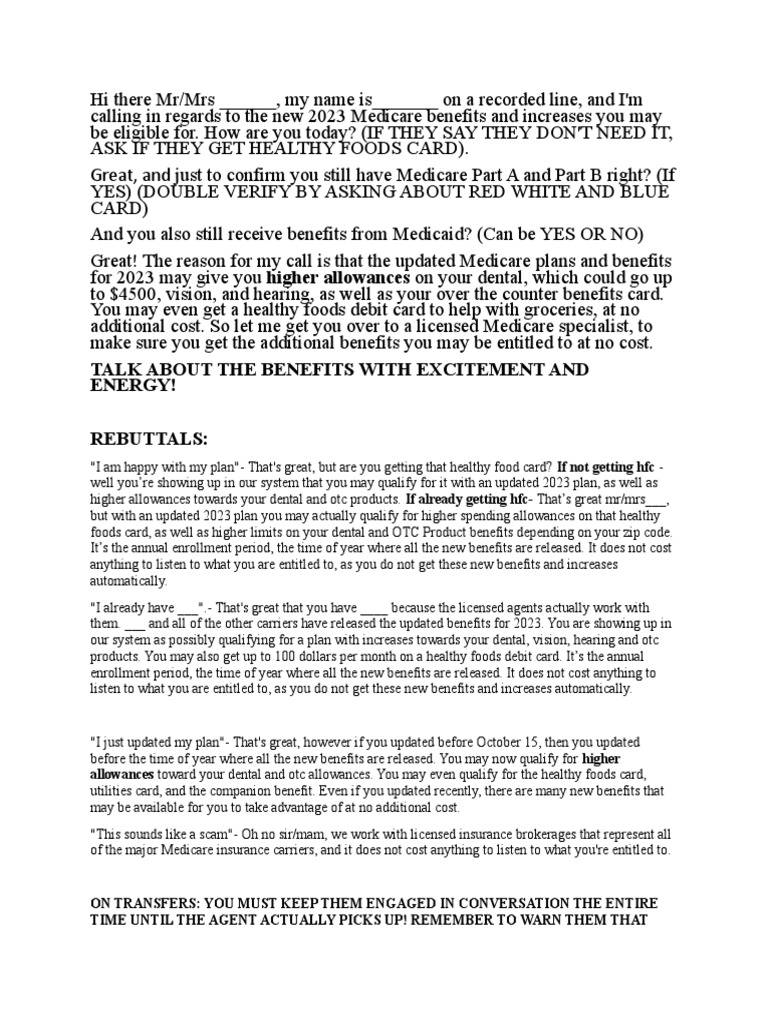 Aep Script 2023 (V2) | PDF | Medicare (United States) | Public Services