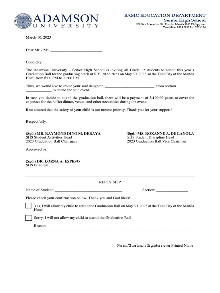 SHS Graduation Ball Invitation | PDF