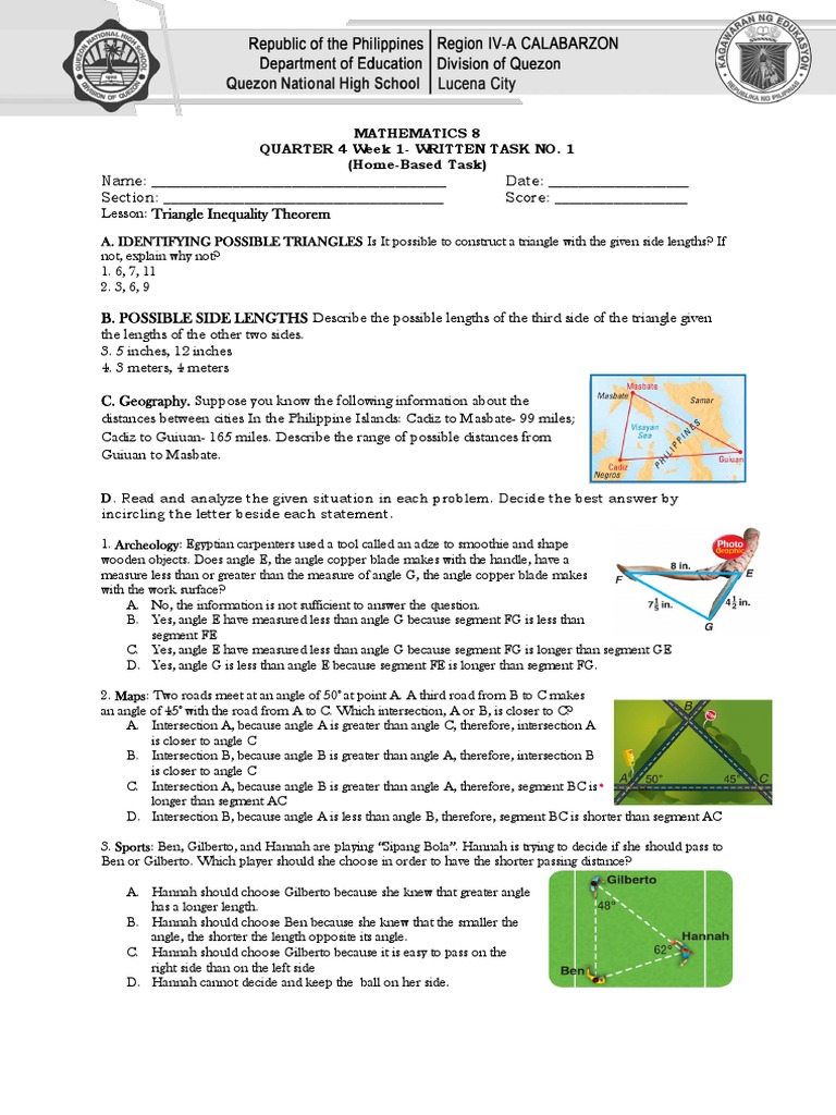 Q4W1 WW Home-Based Task PDF | PDF | Triangle | Angle