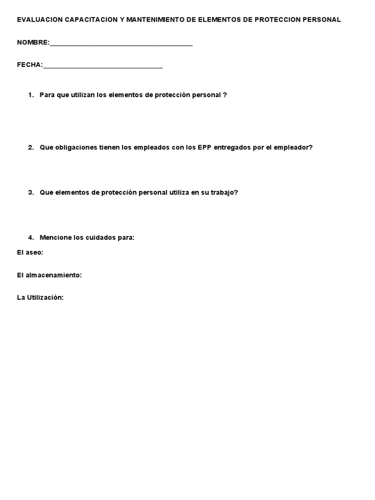 Evaluacion Epp | PDF