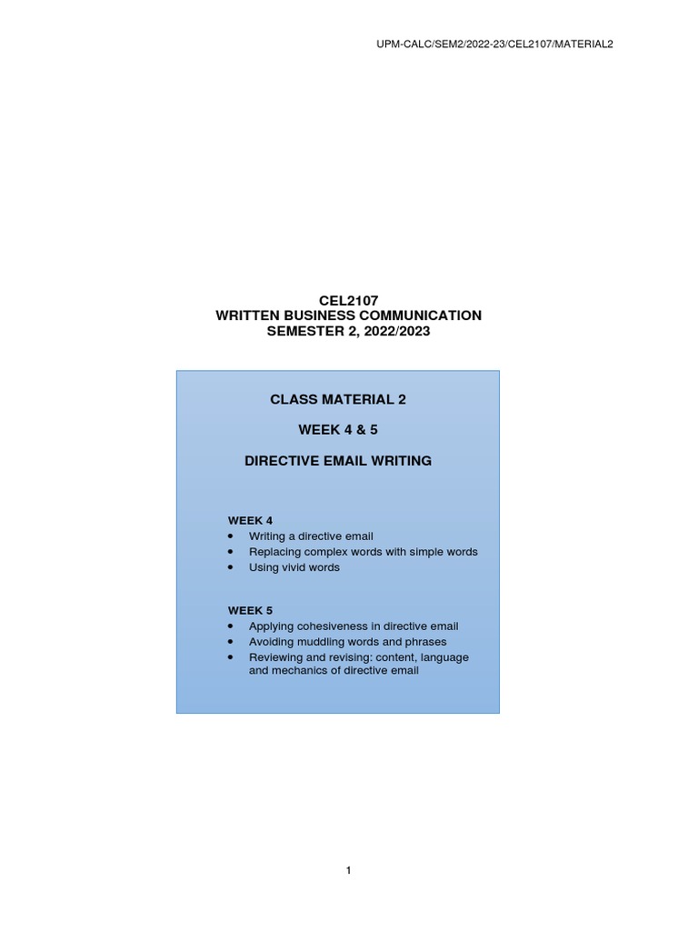 Directive Email Writing Guide | PDF | Marketing | Communication