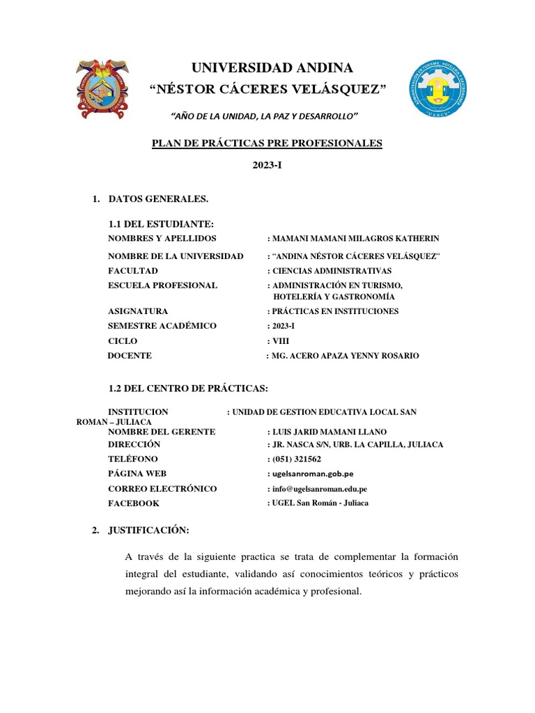 Plan de Practica Ejemplo | PDF