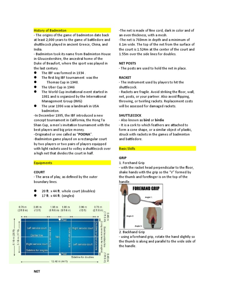 Pe Badminton | PDF | Games Of Physical Skill | Athletic Sports