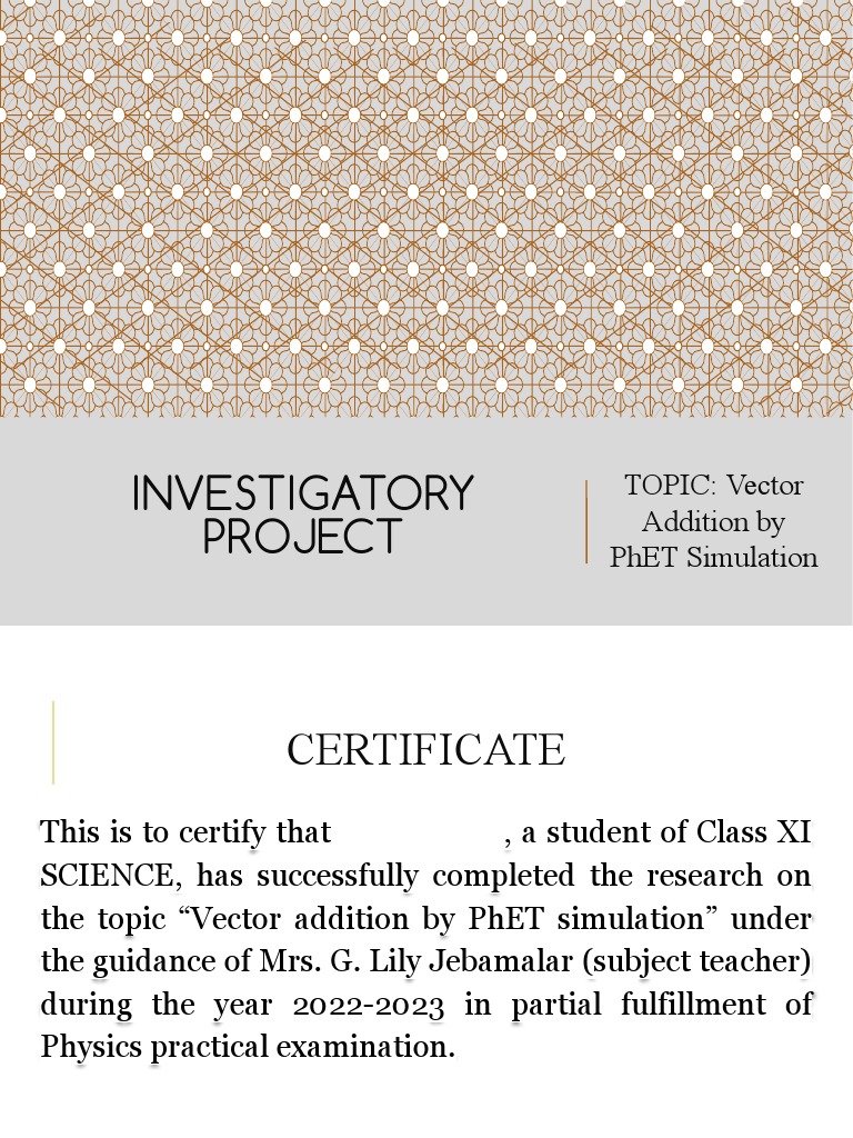 Physics Investigatory Project | PDF | Euclidean Vector | Science
