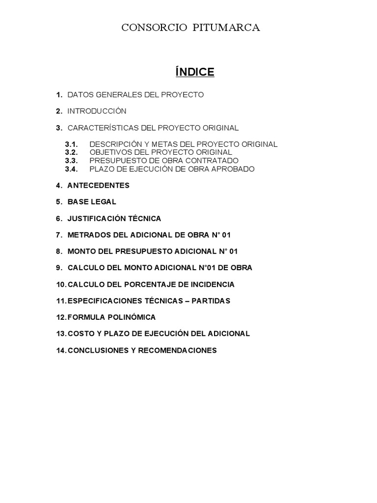 02.-Informe Del Adicional N°01 de Obra | PDF | Hormigón | Presupuesto