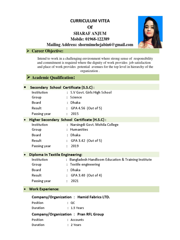 CV@Sharaf | PDF | Bangladesh
