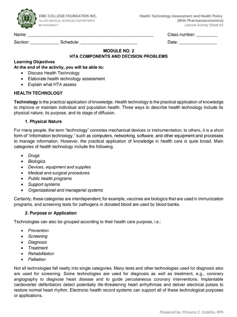 Module 2-HTA Components and Decision Problems | PDF