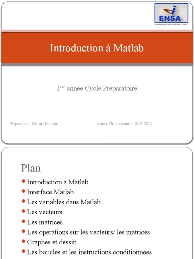 Introduction à Matlab pour Débutants | PDF | Matrice (Mathématiques) | Structure de contrôle