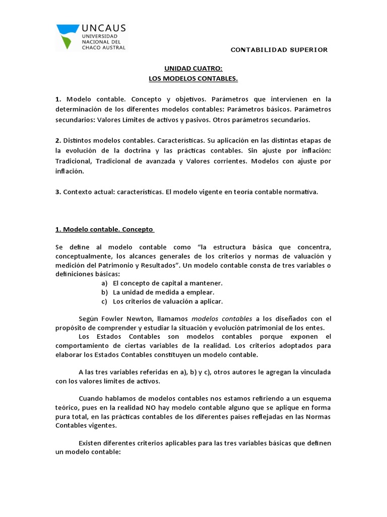 Modelos Contables: Conceptos y Aplicación | PDF | Contabilidad | Valoración (Finanzas)