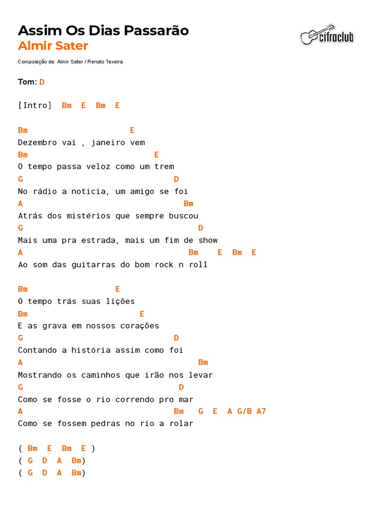 Almir Sater - Assim Os Dias Passarão | PDF